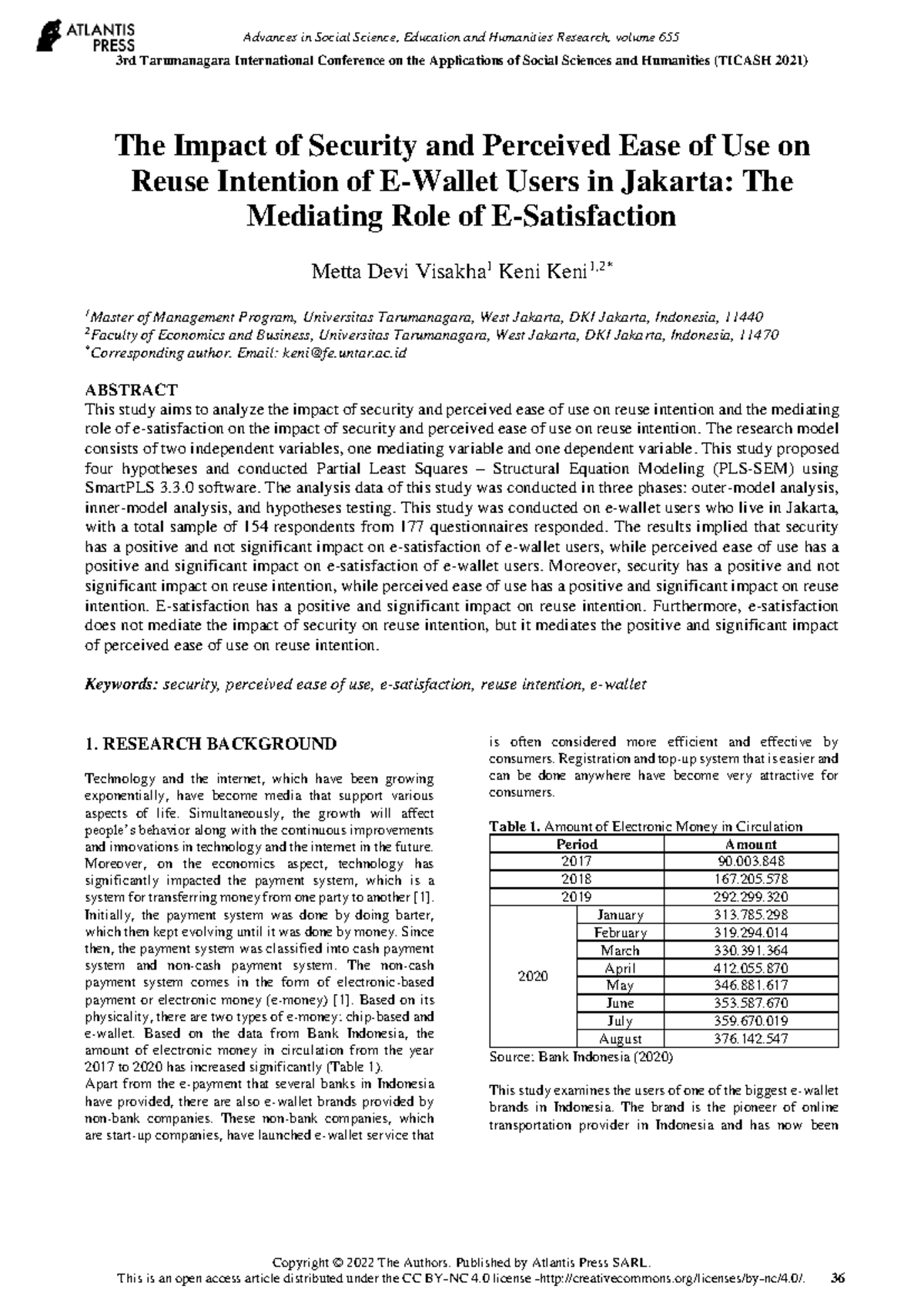 Impact of Security and Perceived Ease of Use on Reuse Intention in ...