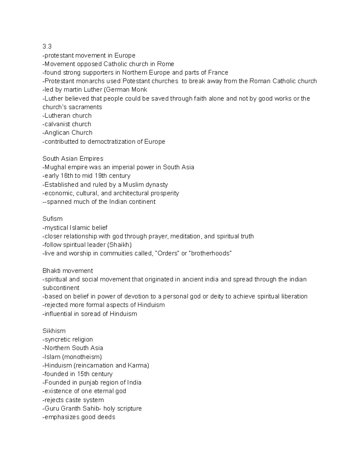 3.3 and 3.4 Lecture Notes: Protestant Movements & South Asian Empires ...