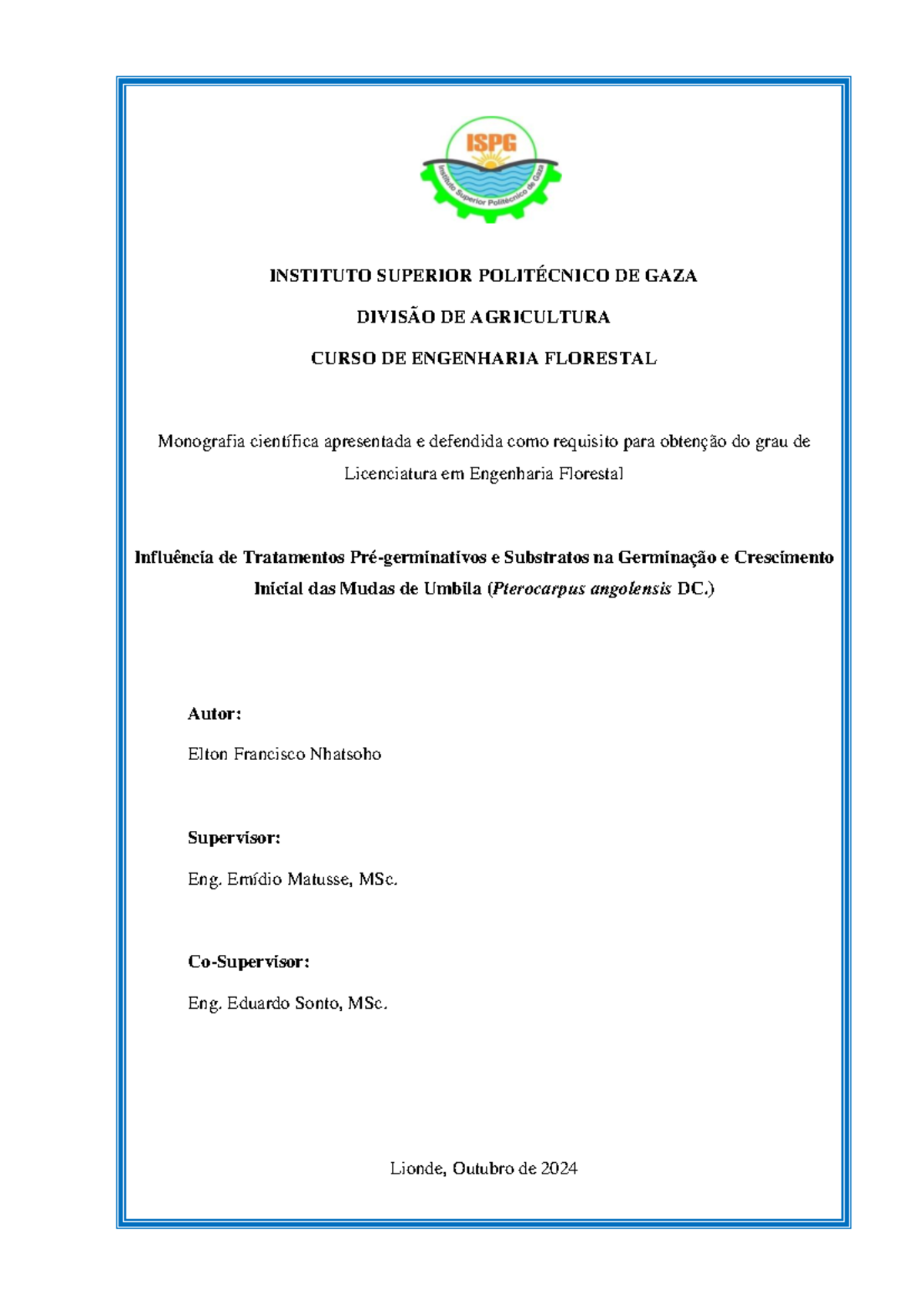 Monografia Final POS Defesa - Influência de Tratamentos na Germinação ...