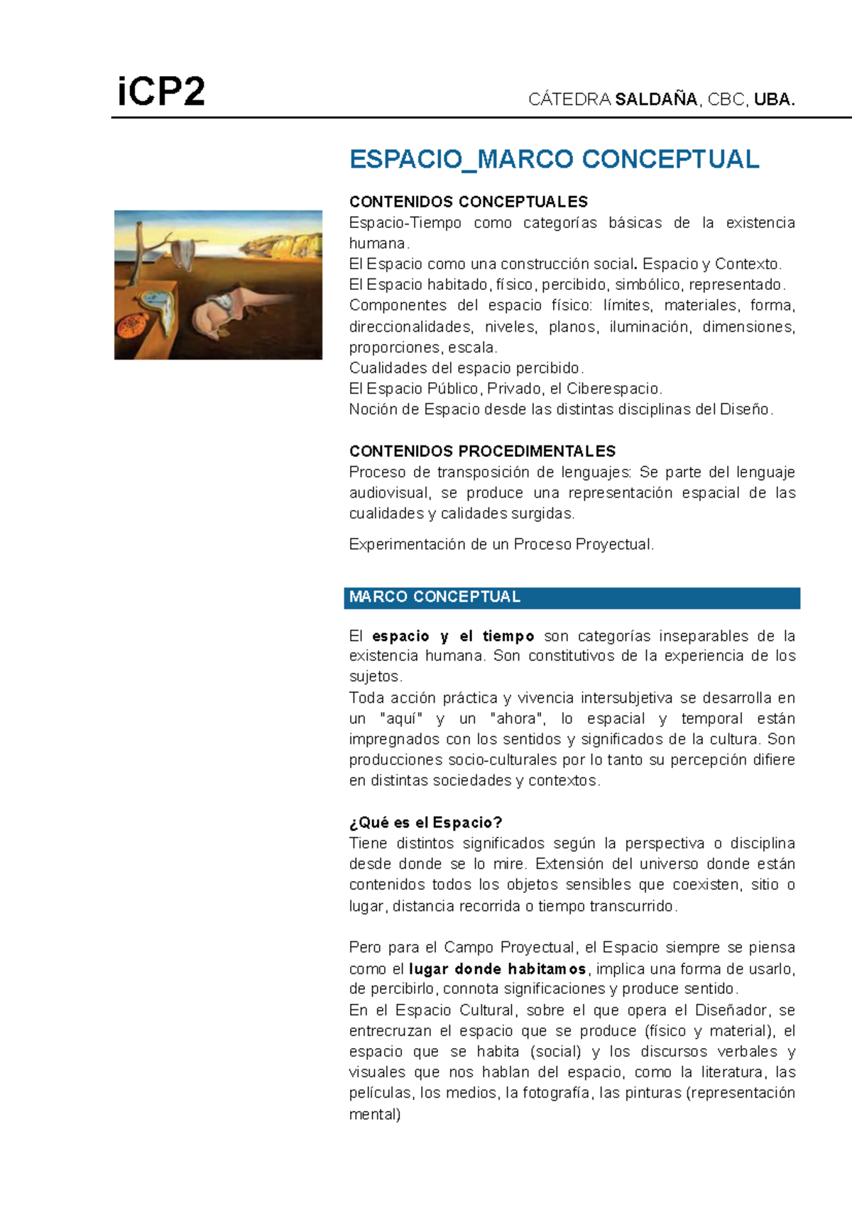 iCP2 CÁTEDRA SALDAÑA, CBC, UBA. Espacio: Conceptos y Dimensiones - Studocu