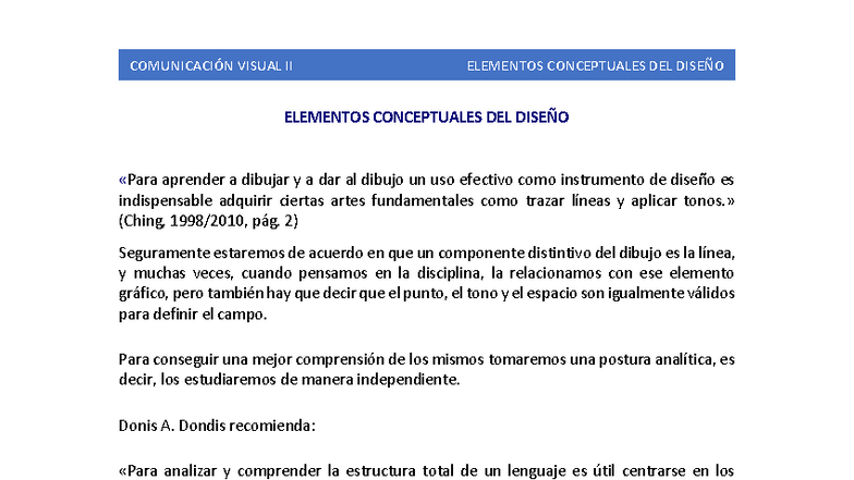 COMUNICACIÓN VISUAL II: ELEMENTOS CONCEPTUALES DEL DISEÑO - Studocu