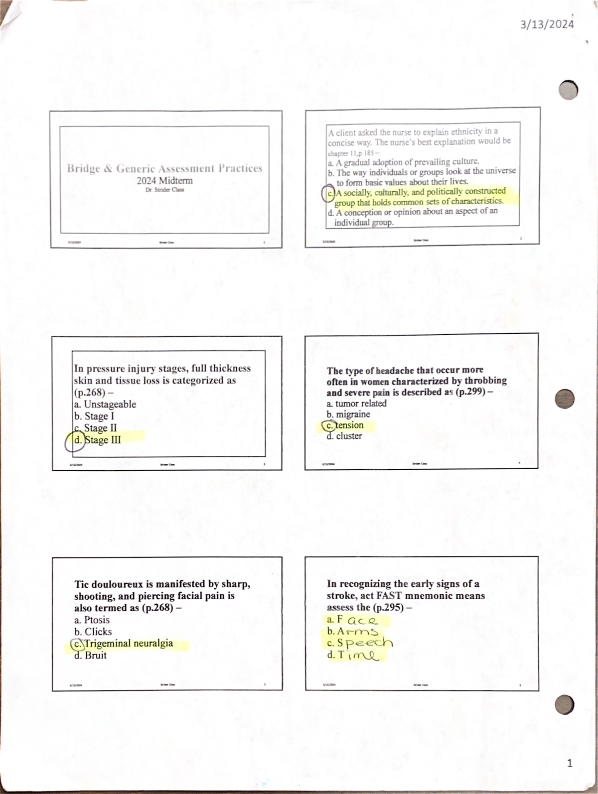 Health Assessment Packet 2: Key Concepts for 2024 Midterm Exam - Studocu
