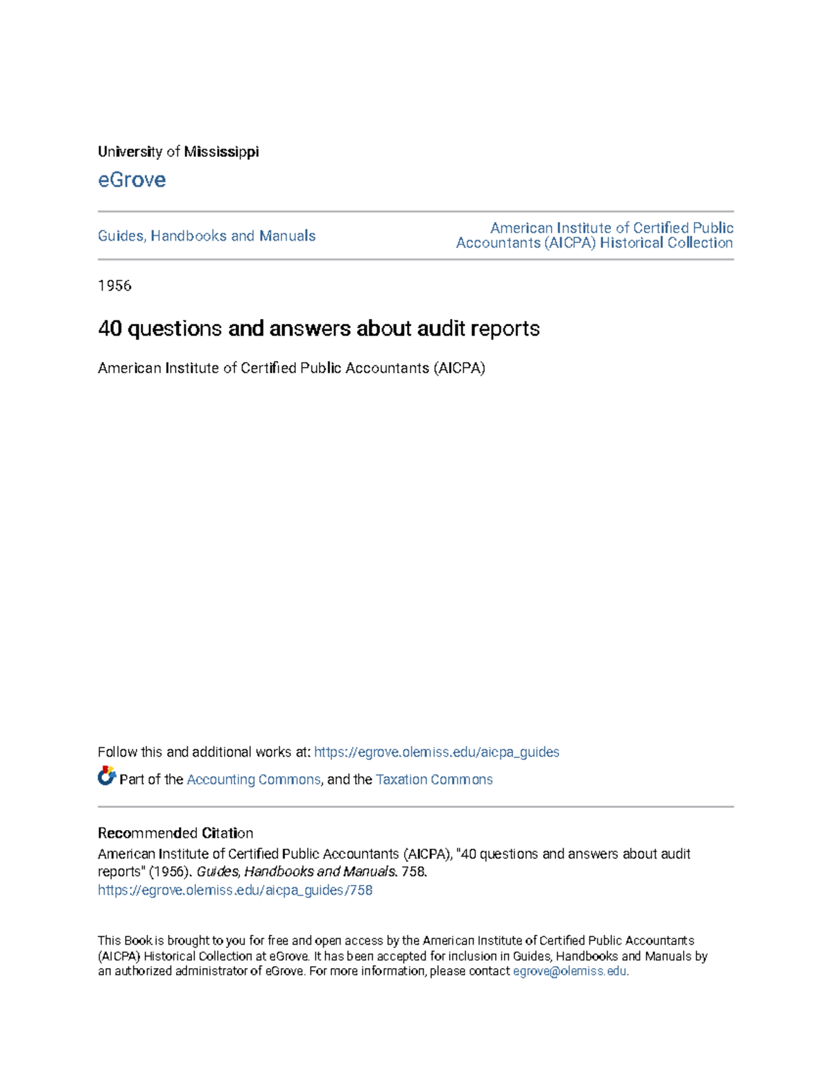 40 Q&As on Audit Reports: A Guide for Bankers & CPAs (AICPA) - Studocu