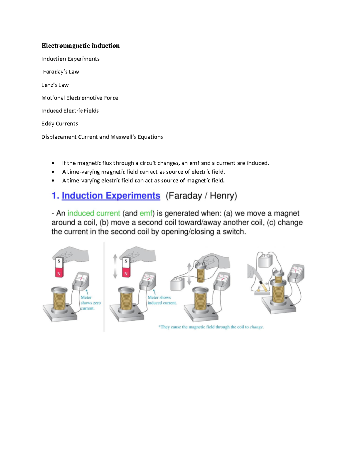 Electromagnetic Induction: Experiments & Theories (PHYS 101) - Be.d ...