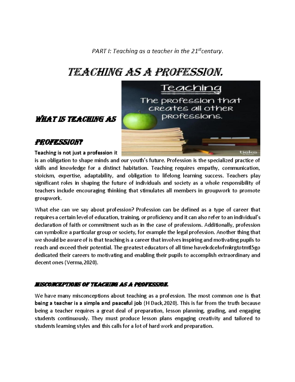 Teaching as a Profession in the 21st Century: Misconceptions ...