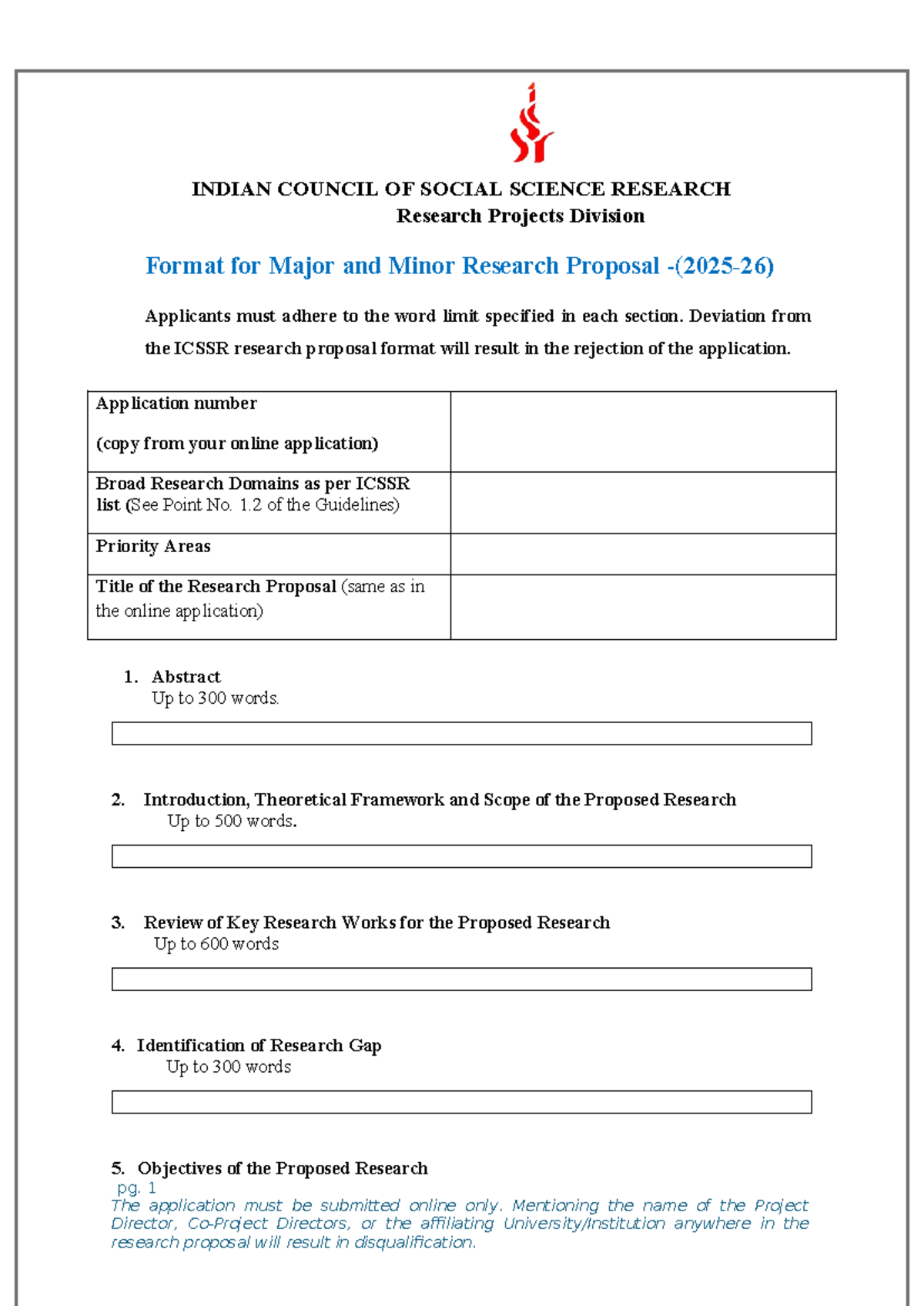 ICSSR Research Proposal Format for 2025-26 Submissions - Studocu