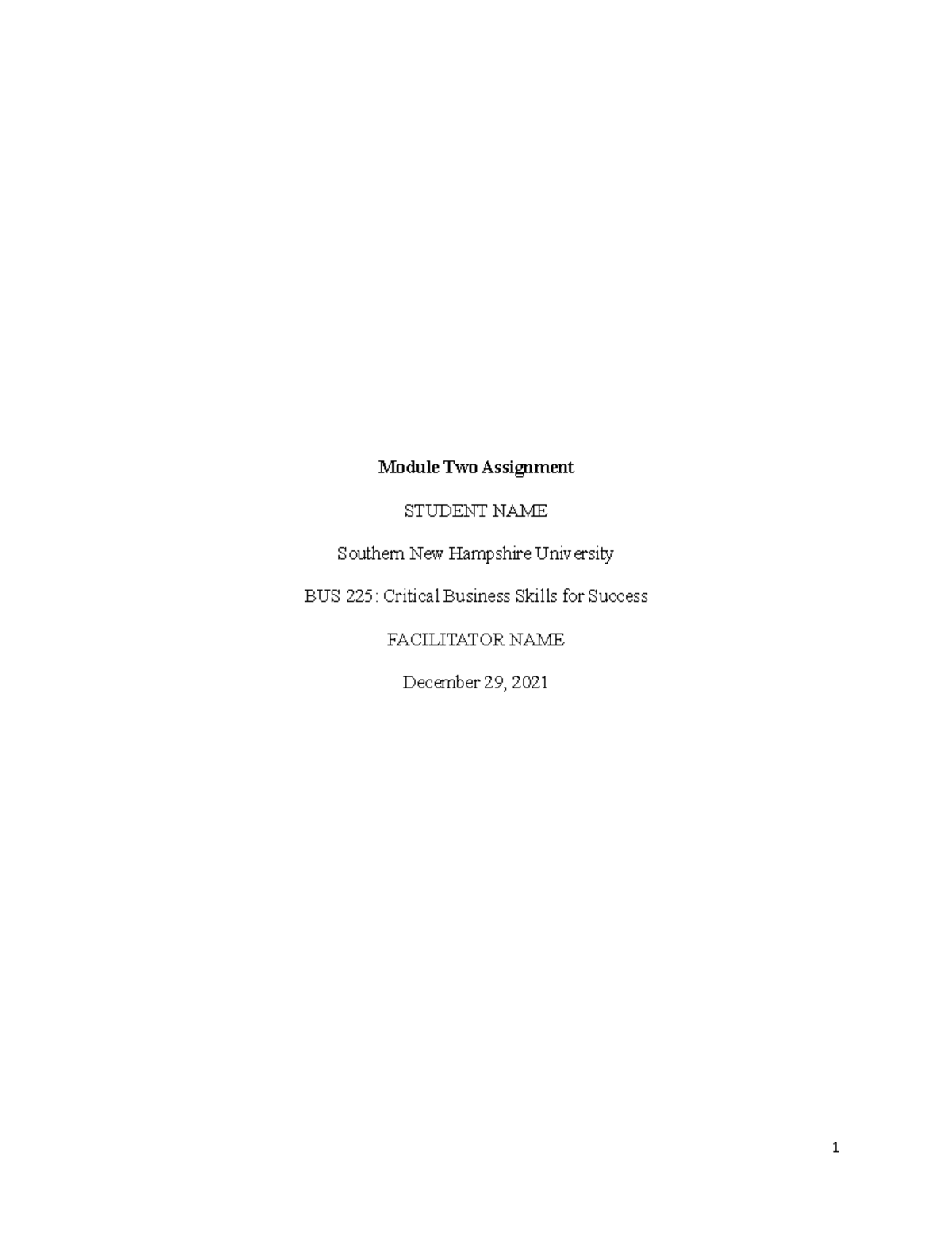 SNHU BUS225 - Module 2 Assignment - HR Assessment - Module Two ...