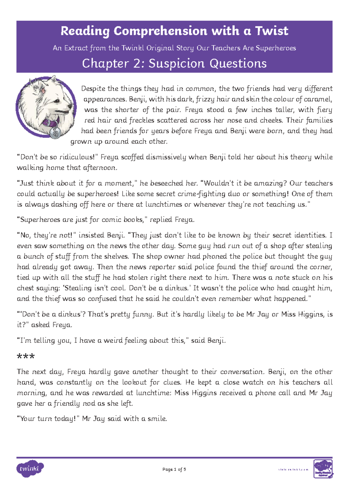 Reading Comprehension: Our Teachers Are Superheroes (Chapter 2) - Studocu