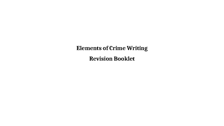 AQA English Literature A Level: Elements of Crime Writing Revision ...