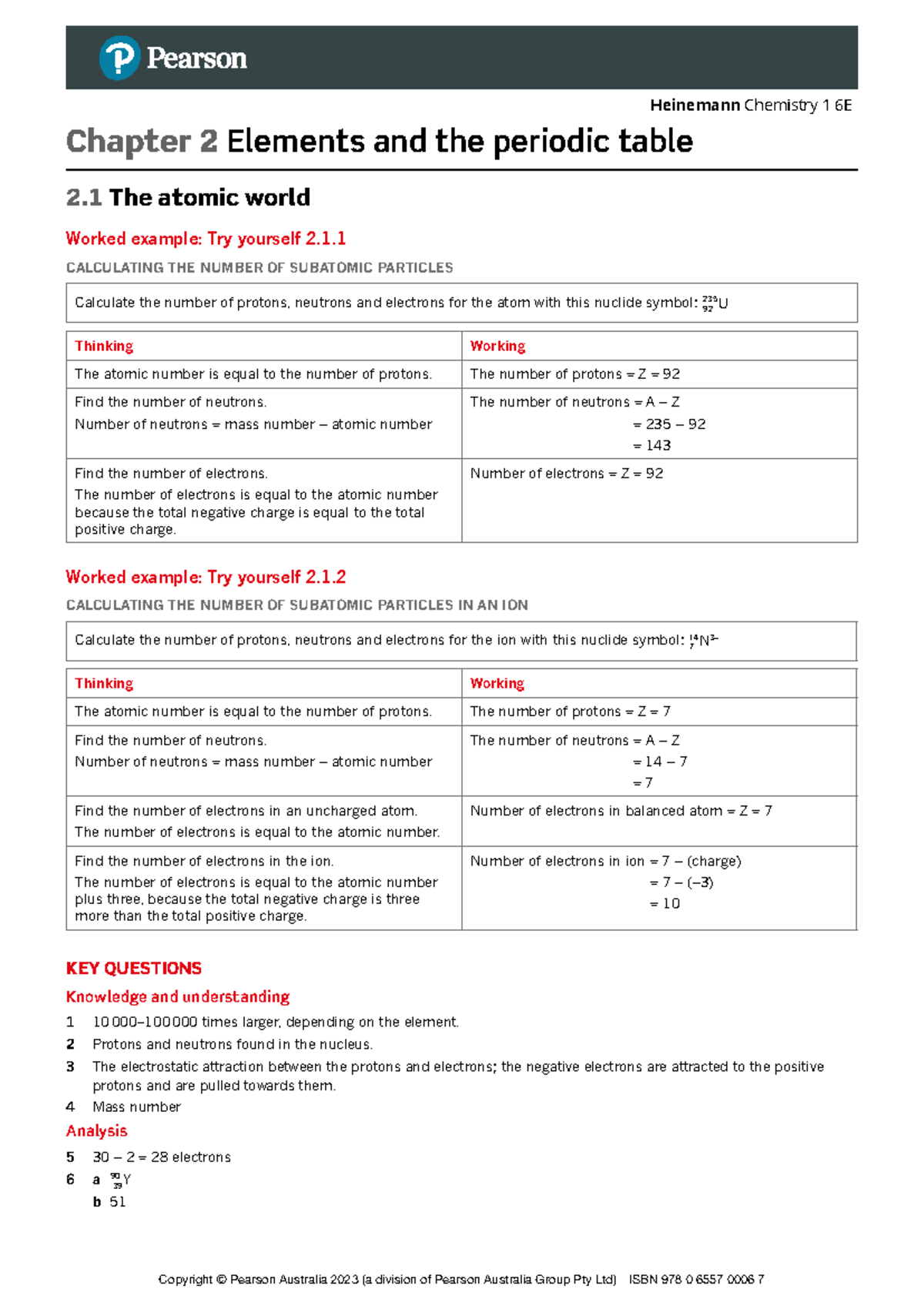 Heinemann Chemistry 1 6E Chapter 2 Elements & Periodic Table Study ...