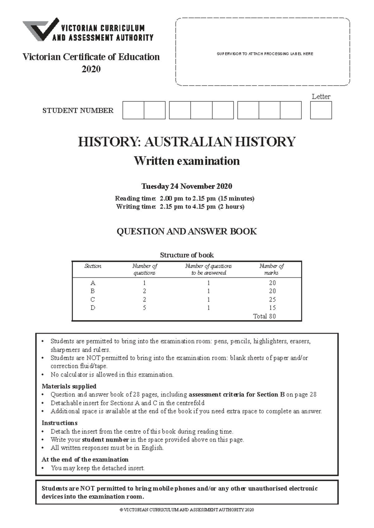 2020 AUSHIST Final Exam: Australian History Written Examination - Studocu