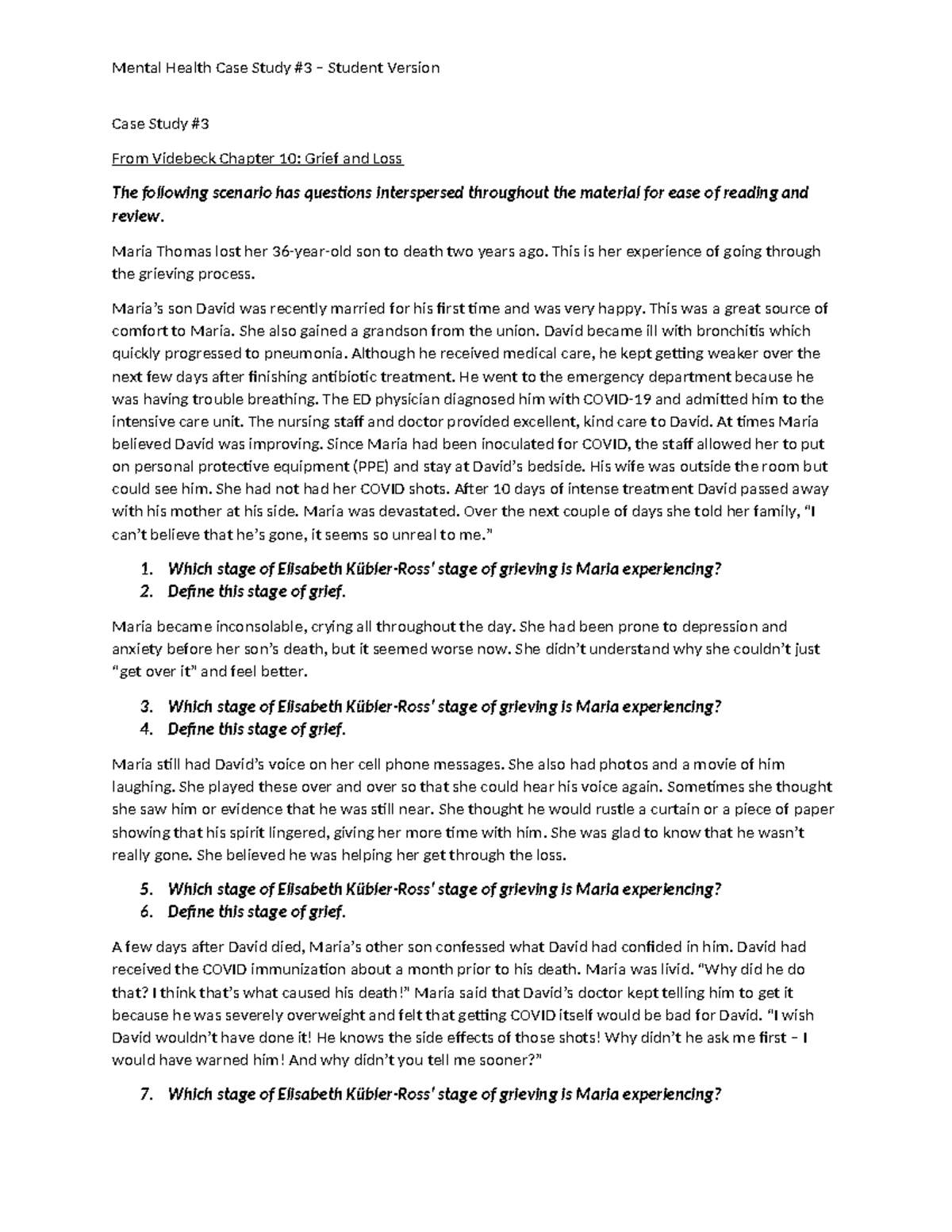 Case Study #3 Student Version (1) - Mental Health Case Study #3 ...