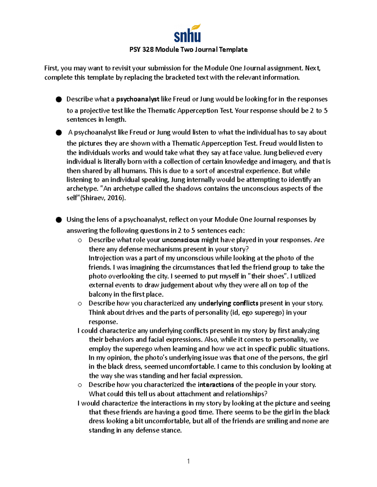 PSY 328 Module Two Journal - Next, complete this template by replacing ...