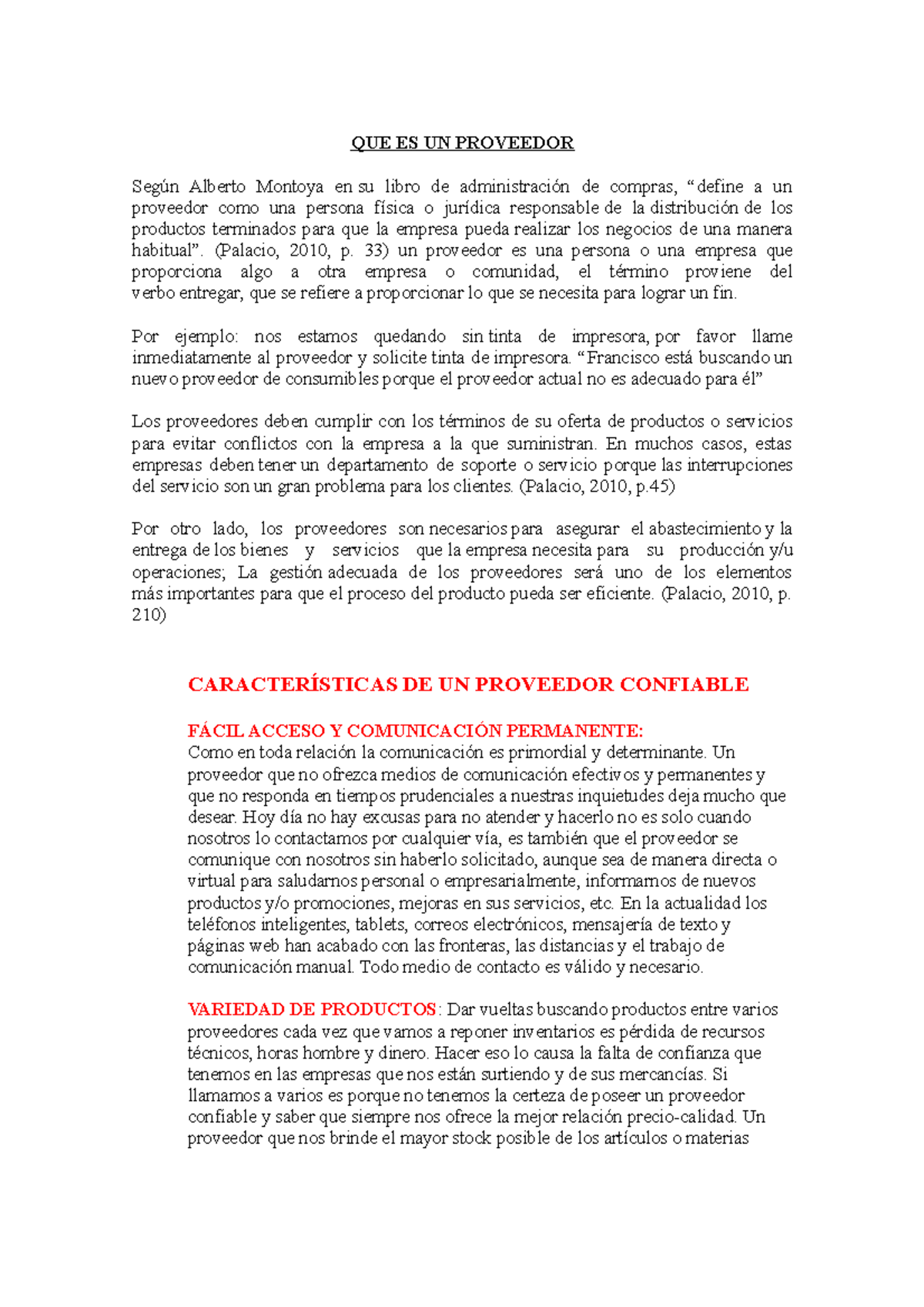 Características y Definición de Proveedores en Administración - Studocu