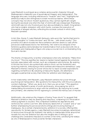 Theme of Guilt - Macbeth - Starting with this speech, explain how far ...