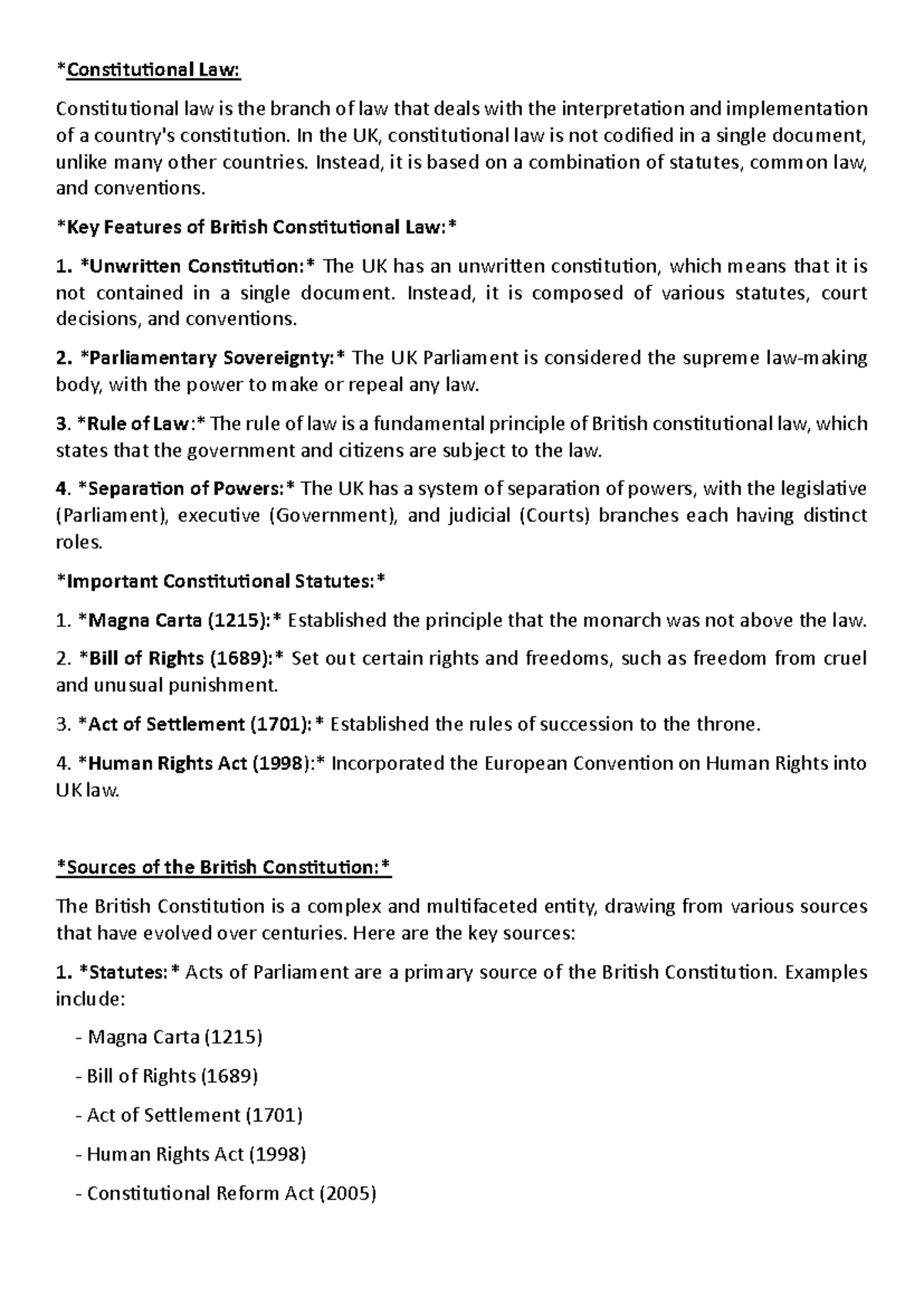 Constitutional Law Overview: Key Principles and Features in the UK ...