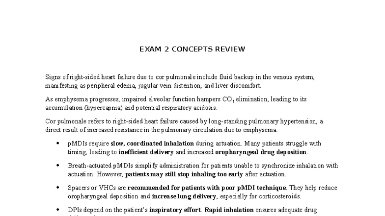 Medsurge Exam 2 Study Guide: Heart Failure, COPD, and Inhaler Devices ...