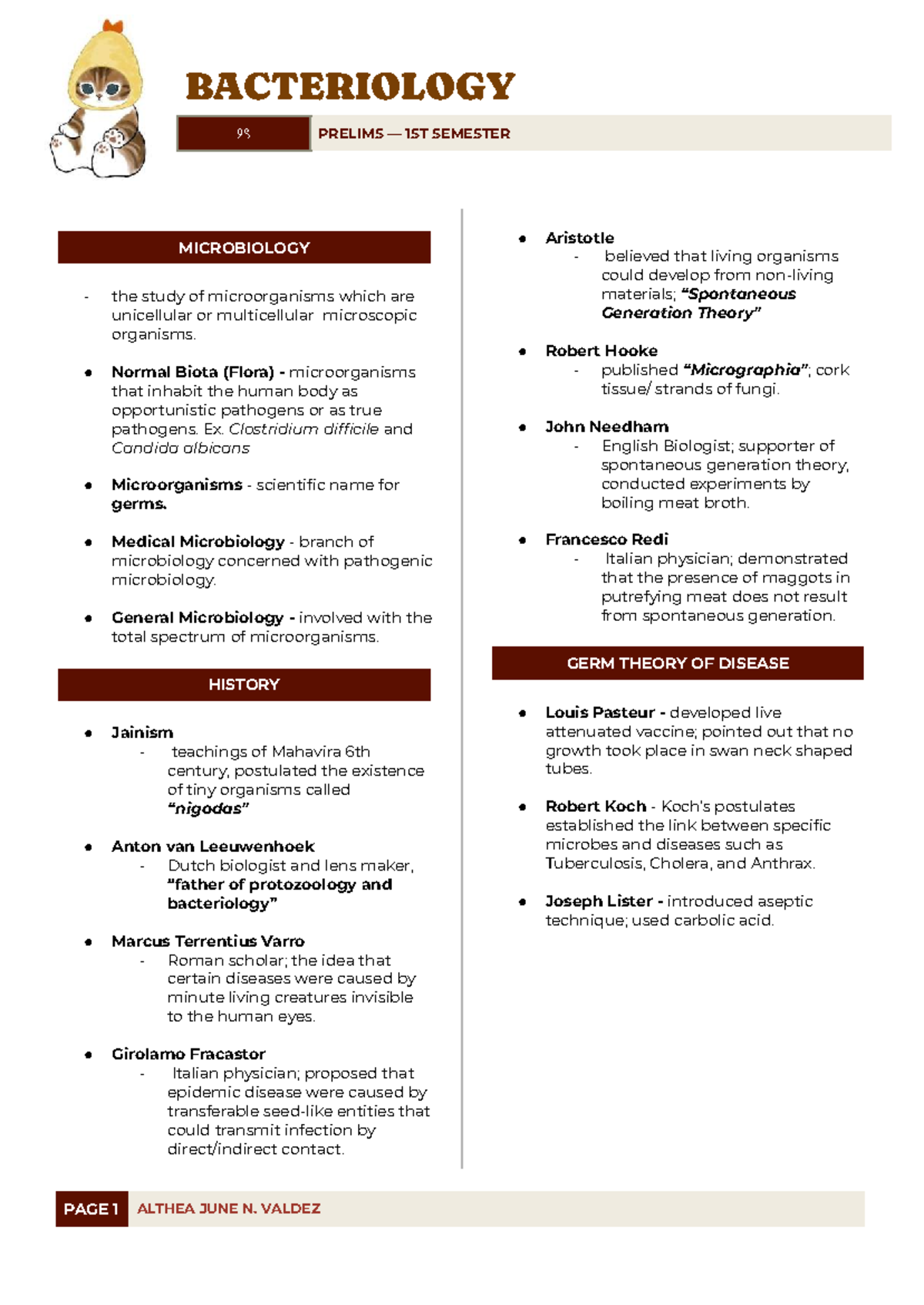 BACTERIOLOGY 123: PRELIMS 1ST SEMESTER STUDY NOTES - Studocu