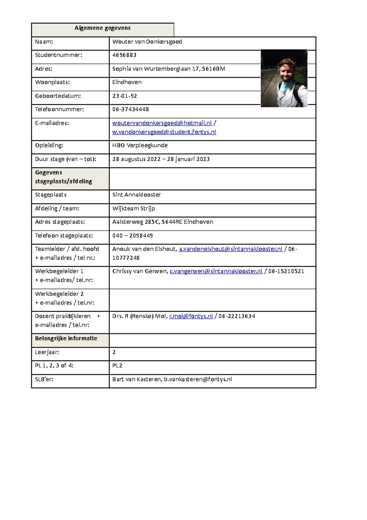 Stagewerkplan PL2 - Reflectie en Ontwikkeling in de Zorg - Studeersnel