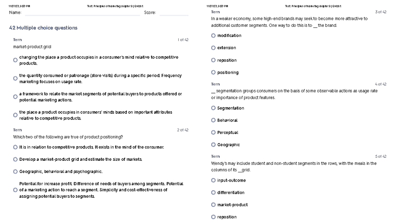 Test: Principles of Marketing (MKT 101) Chapter 9 Quizlet - Studocu