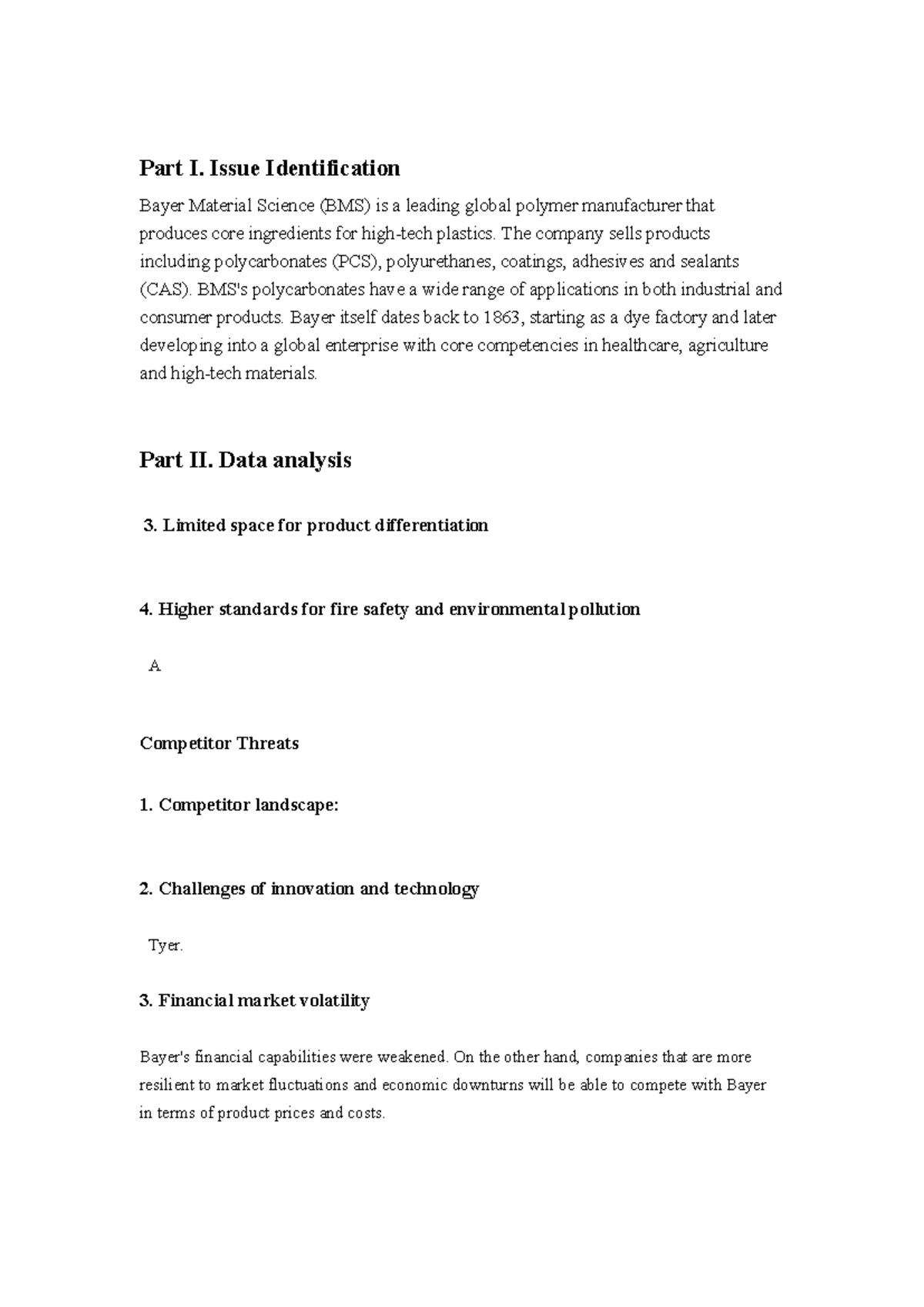BMS Case Study: Issues & Data Analysis on Market Challenges - Studocu