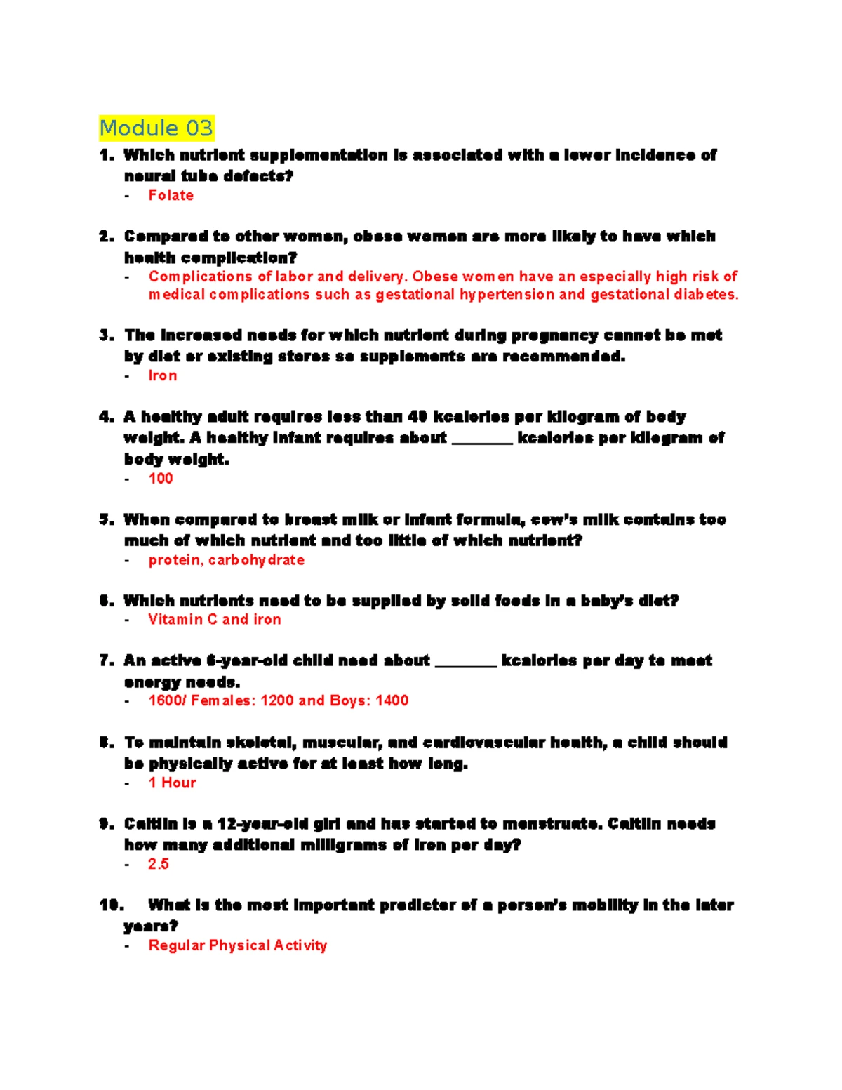 HUN2000 Module 03 Quiz Answers 5222020 - Module 03 1. Which nutrient ...