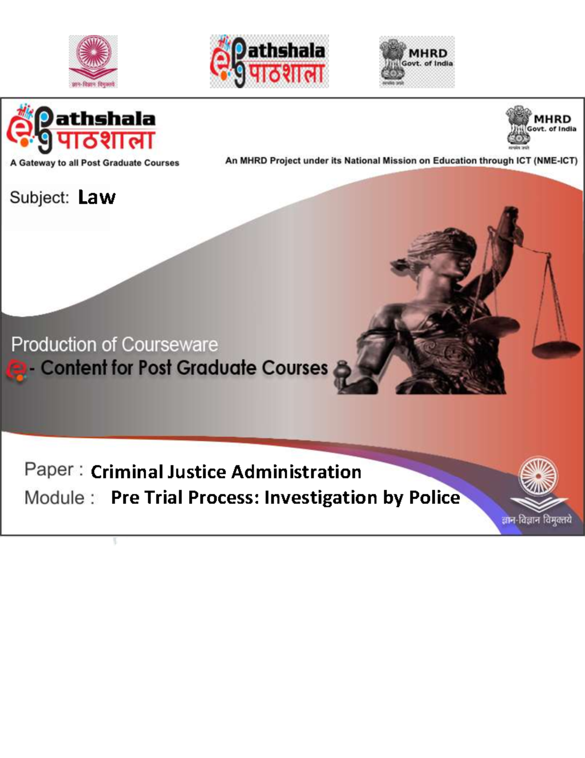 Law Criminal Justice Administration: Pre-Trial Process & Police Role ...