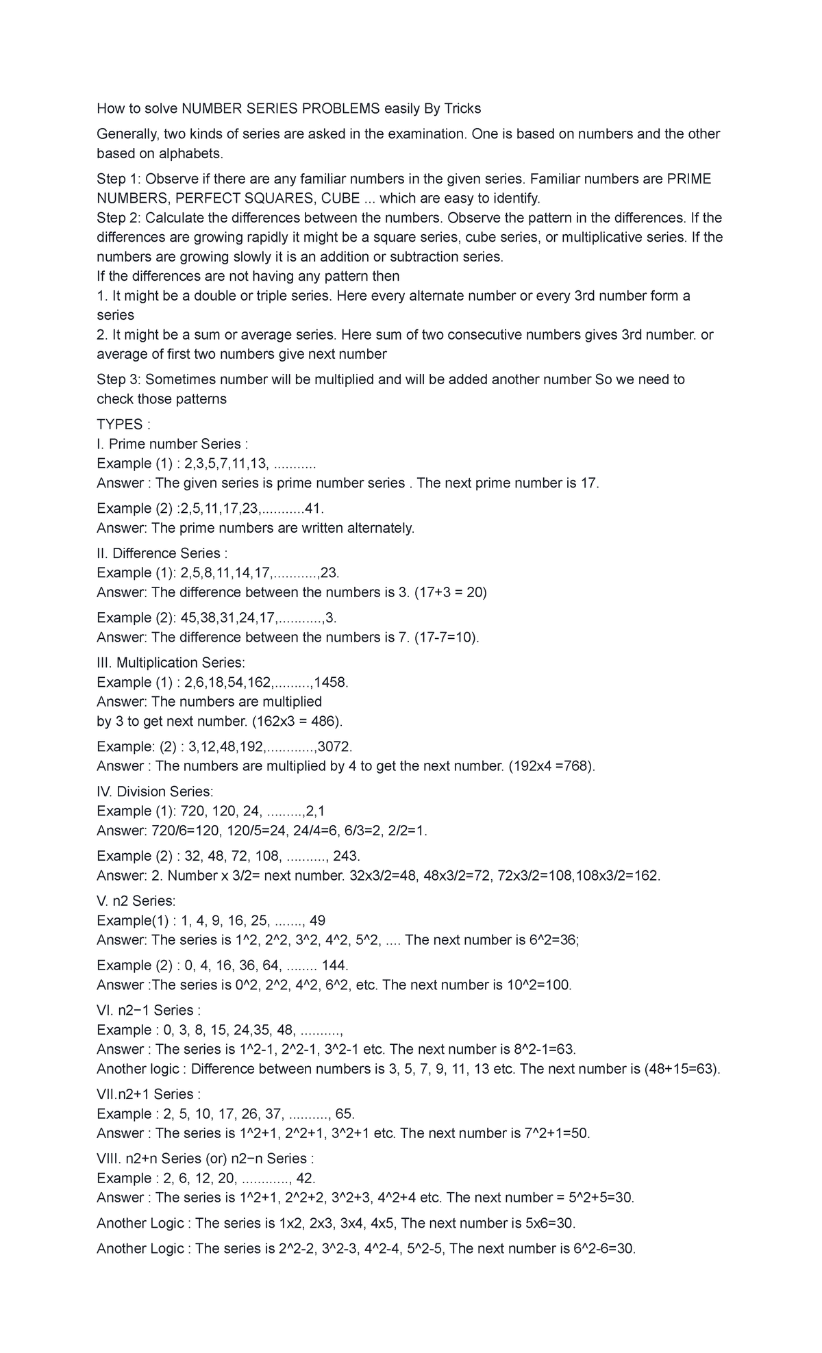 How to solve Number Series Problems easily By Tricks - How to solve ...