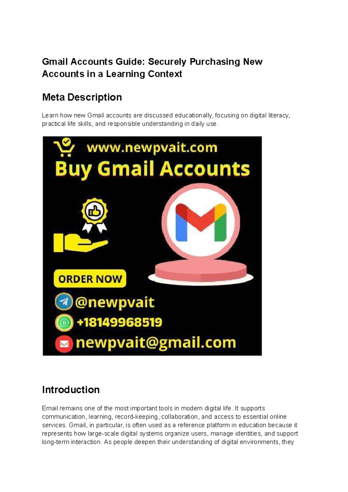Gmail Accounts Guide: Understanding Digital Literacy & Responsible Use ...