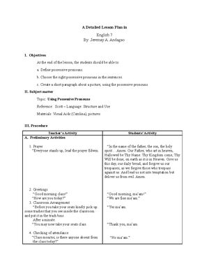 LP (Sentence Structure) - A DETAILED LESSON PLAN In English 7 Pre ...