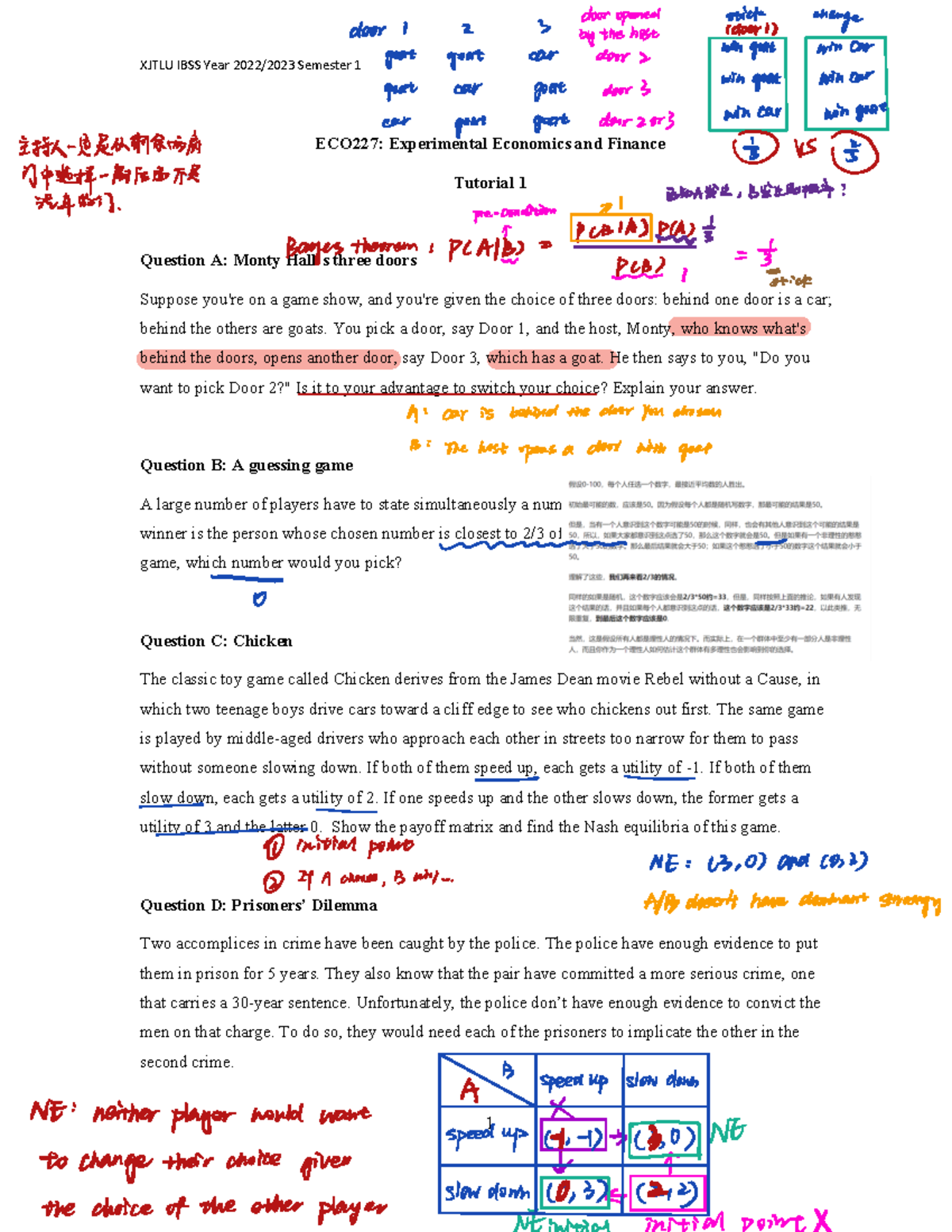 ECO227 Tutorial 1: Exploring Game Theories in Experimental Economics ...
