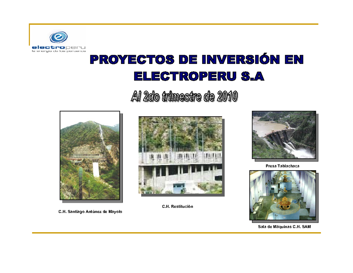 CH Restitución Presa Tablachaca Sala de Máquinas CH - Electroperú - C ...