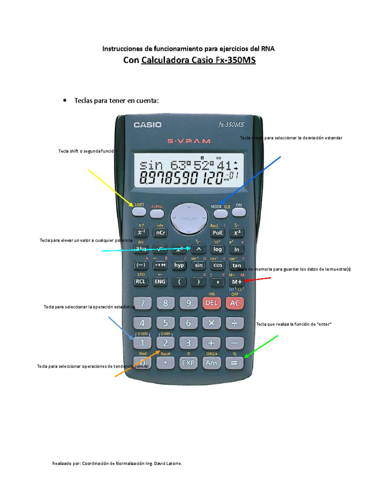 Instrucciones Calculadora casio Fx 82ms - Realizado por: Coordinación de Normalización Ing ...