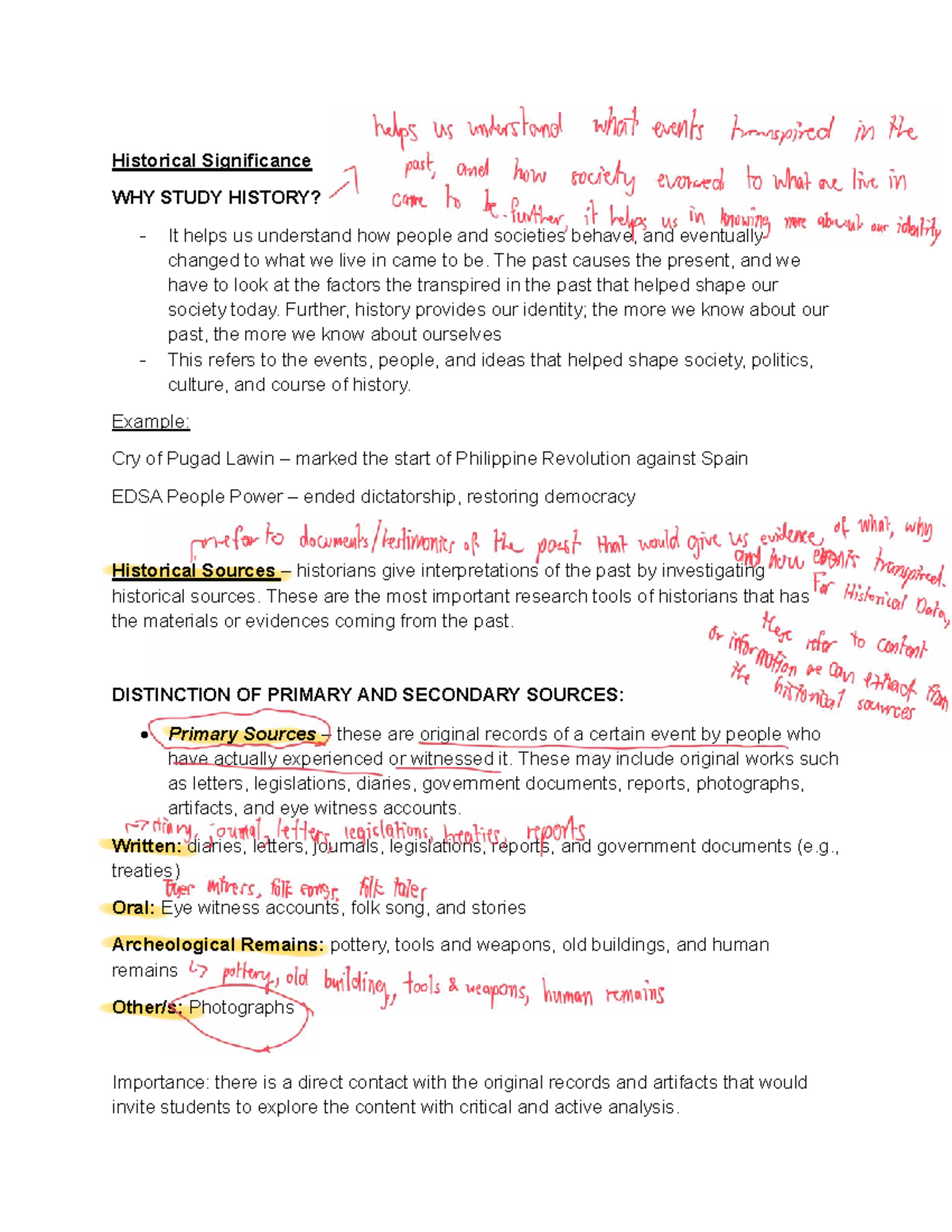 RPH Prelim Reviewer: Understanding Historical Significance and Sources ...