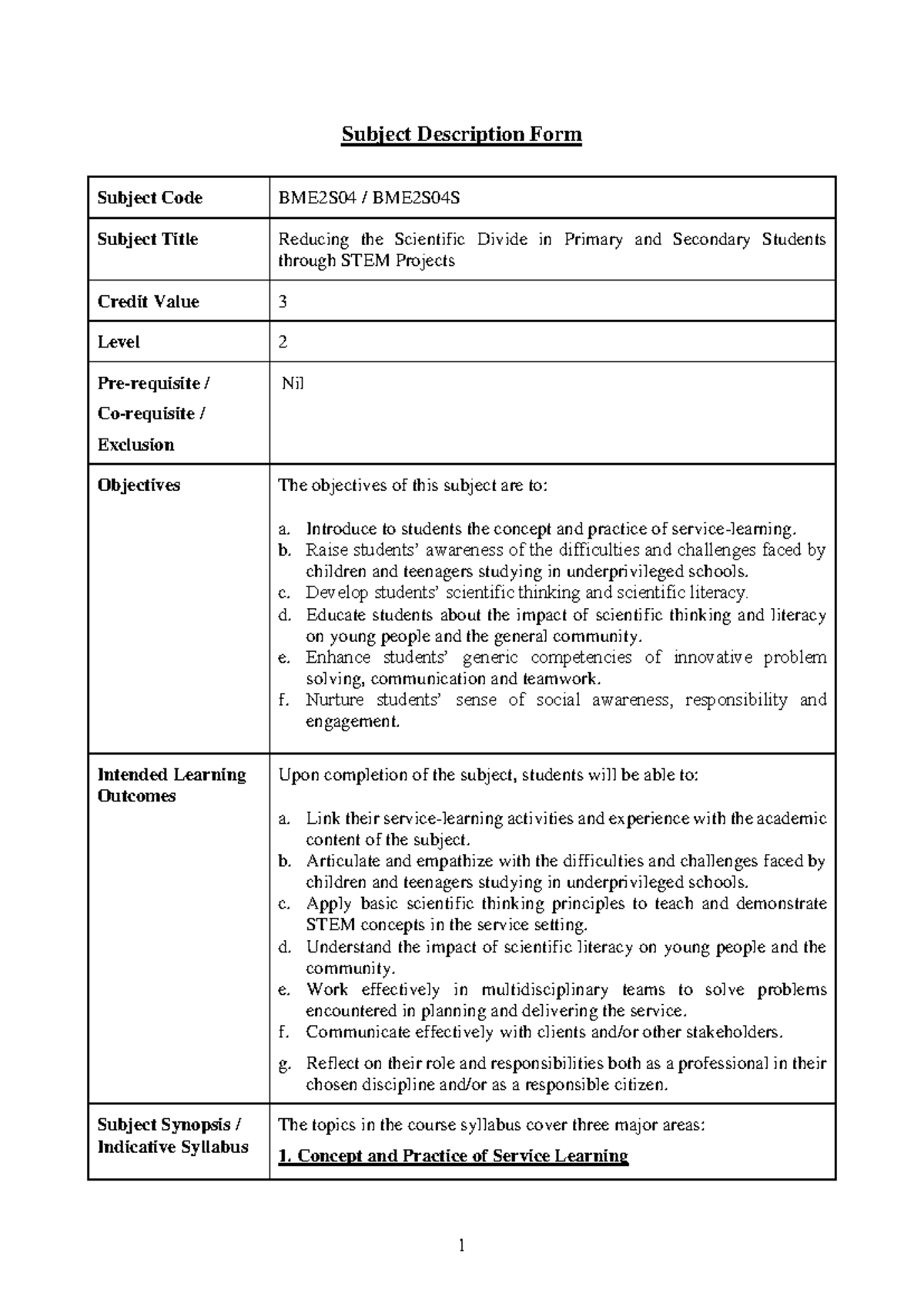 BME2S04 20231 - Course Outline: Bridging STEM for Underprivileged Youth ...