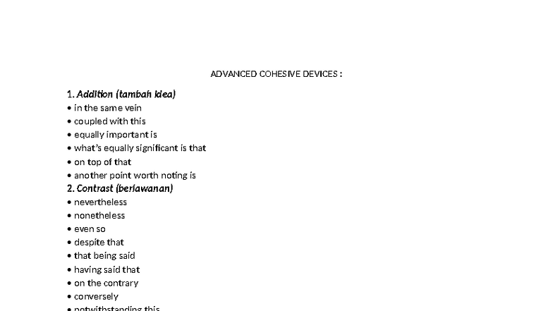 ADVANCED COHESIVE DEVICES: Key Techniques for Writing - Studocu