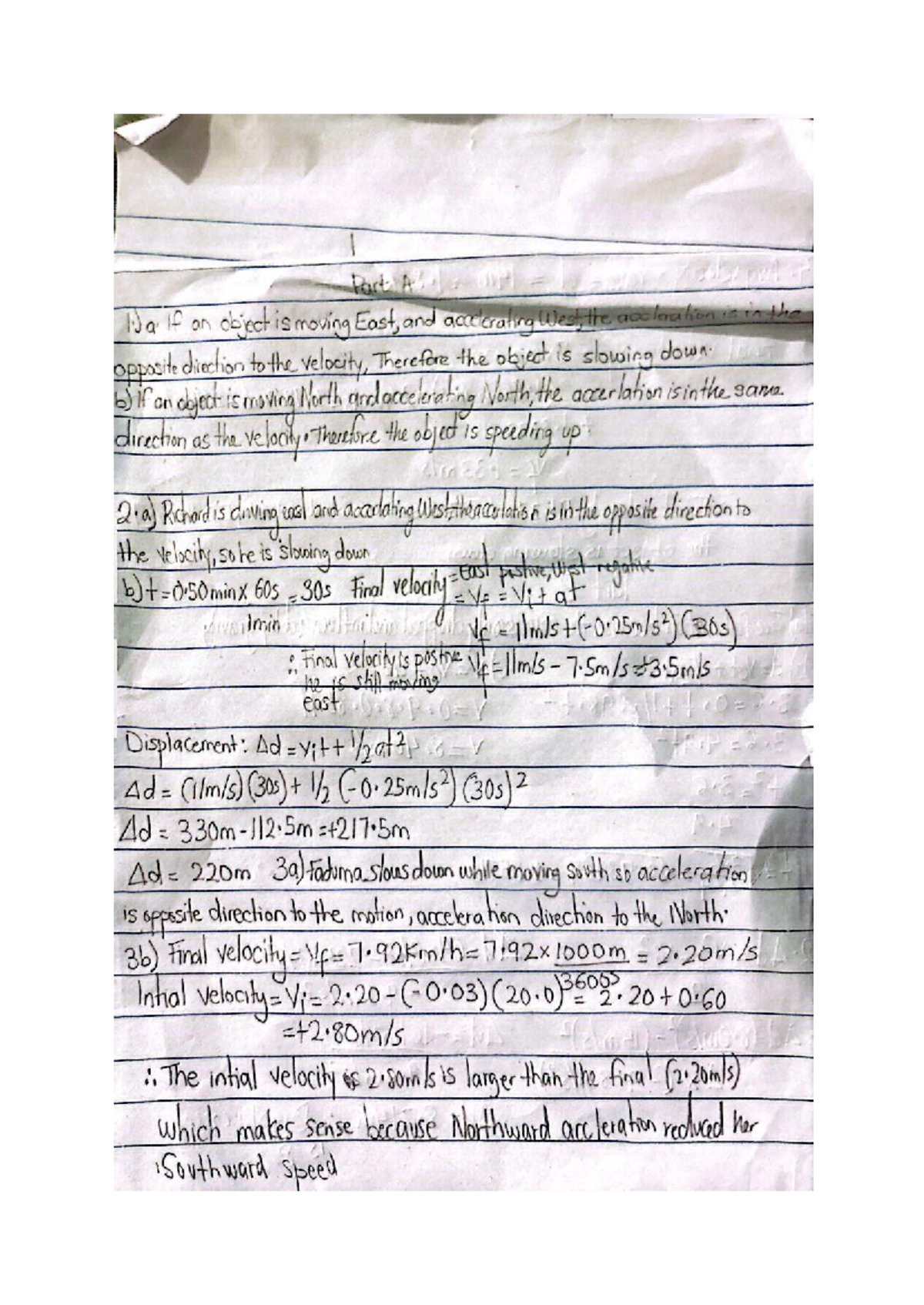 Physics Assignment - jji: Motion and Acceleration Analysis - Studocu