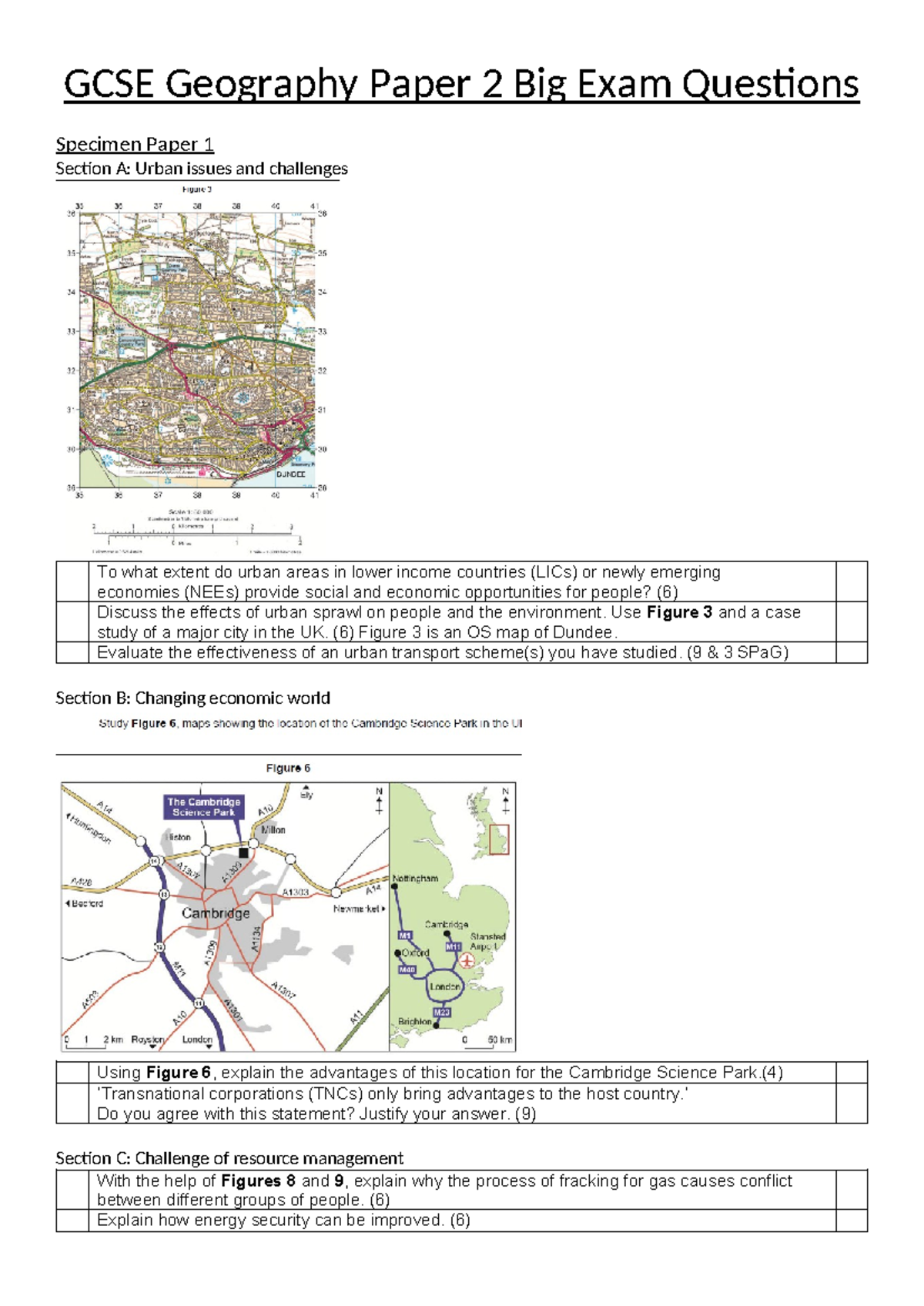GCSE Geography Paper 2 Exam Questions and Key Topics Review - Studocu