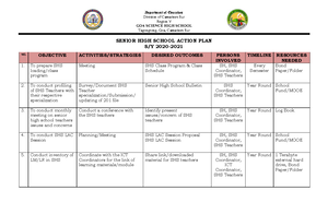 Training Plan for Work Immersion of Goa Science High School Senior High ...