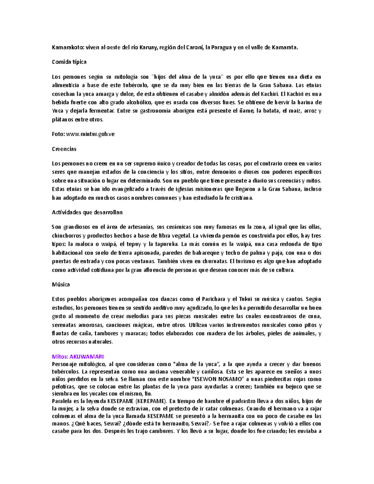 ENSAYO SOBRE LOS PEMONES: CULTURA Y VIDA DIARIA - Studocu