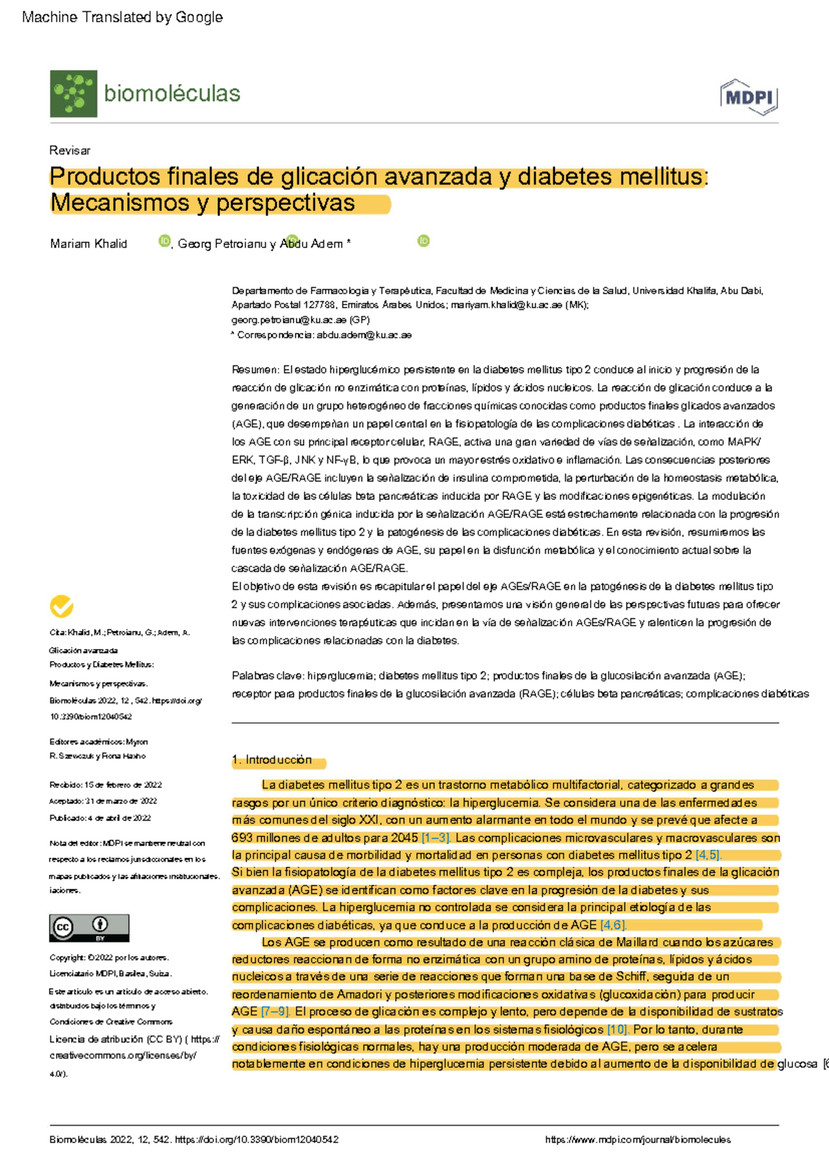 Revisión sobre Productos Finales de Glicación Avanzada y Diabetes ...