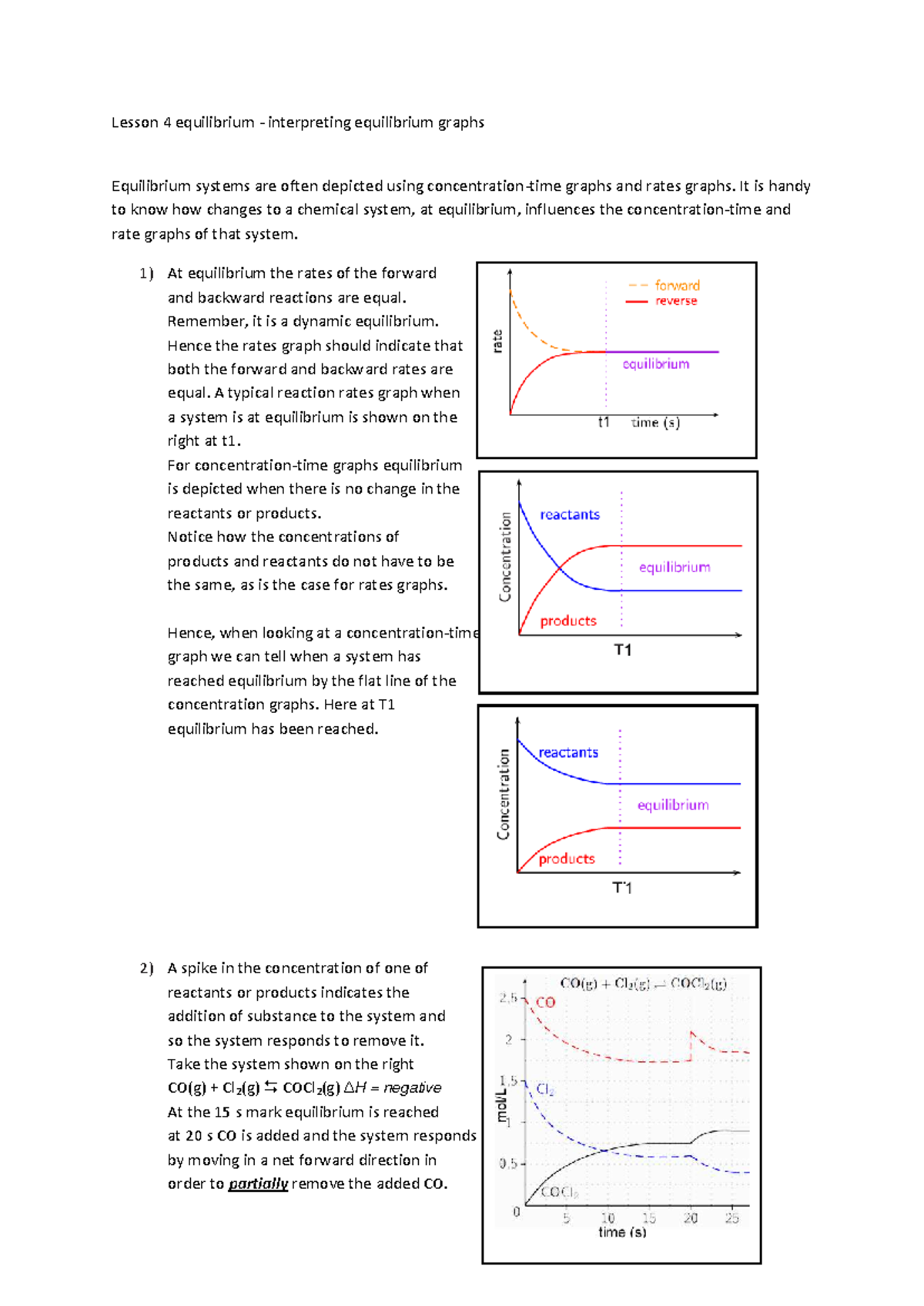 Lesson 4: Equilibrium Graphs and System Responses (Chem 101) - Studocu