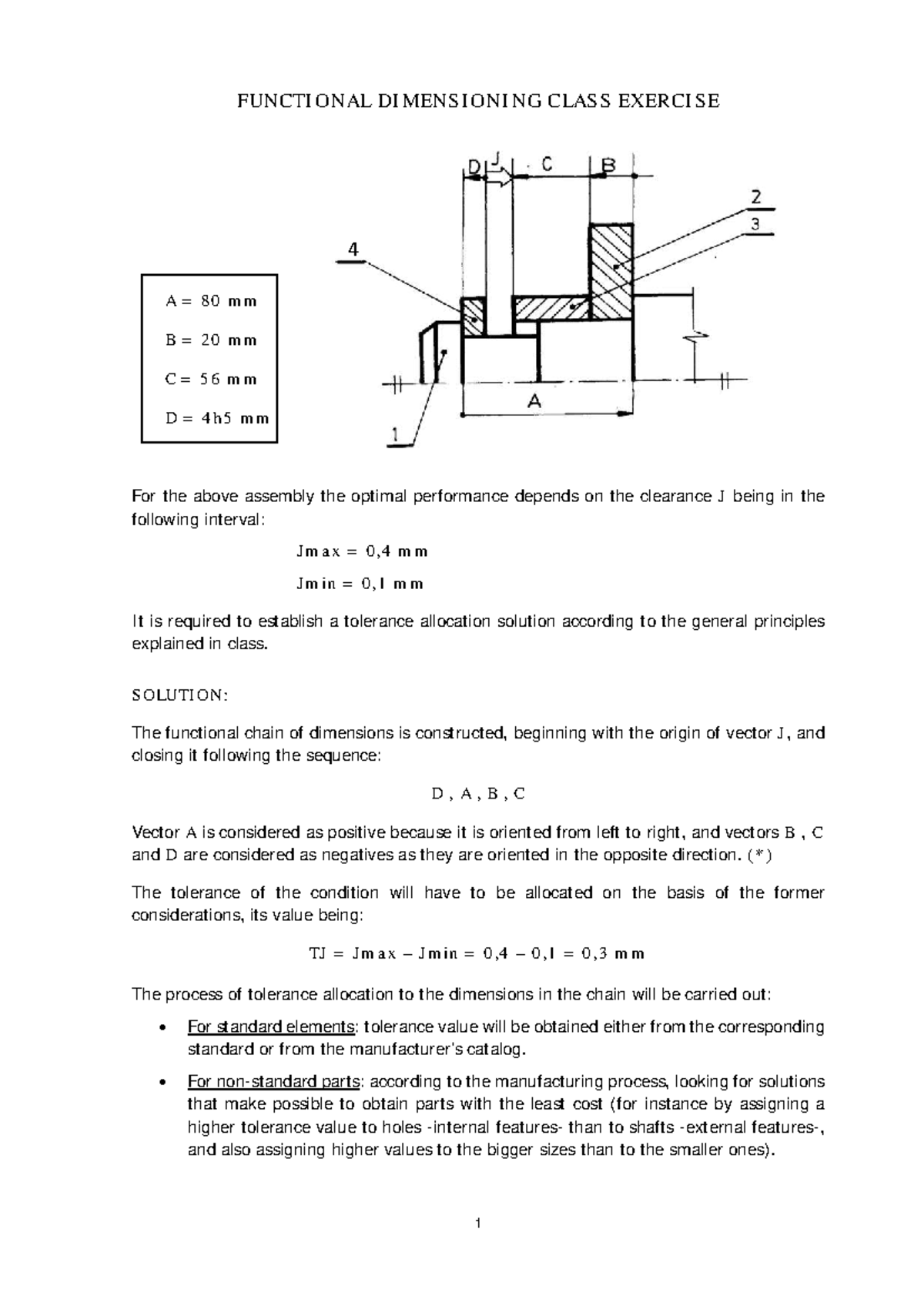 Functional Dimensioning Exercise 4: Tolerance Allocation Analysis - Studocu
