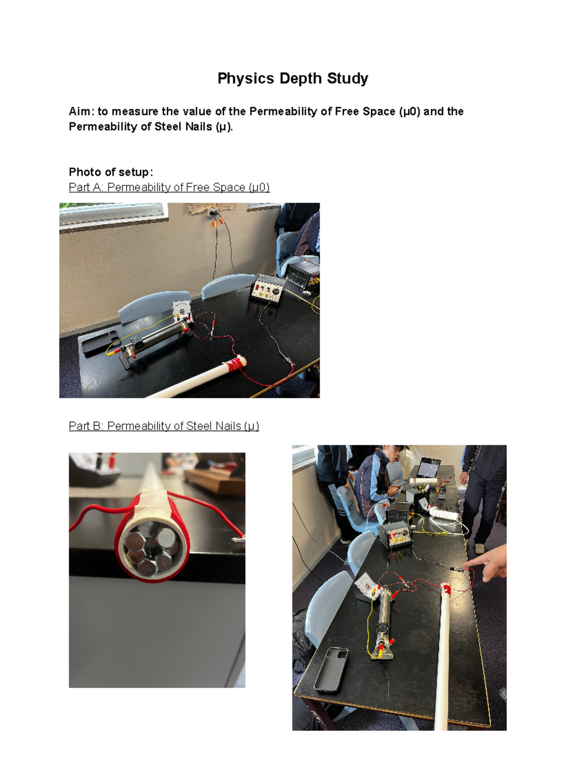 Physics Depth Study - Magnetism - Physics Depth Study Aim: to measure ...