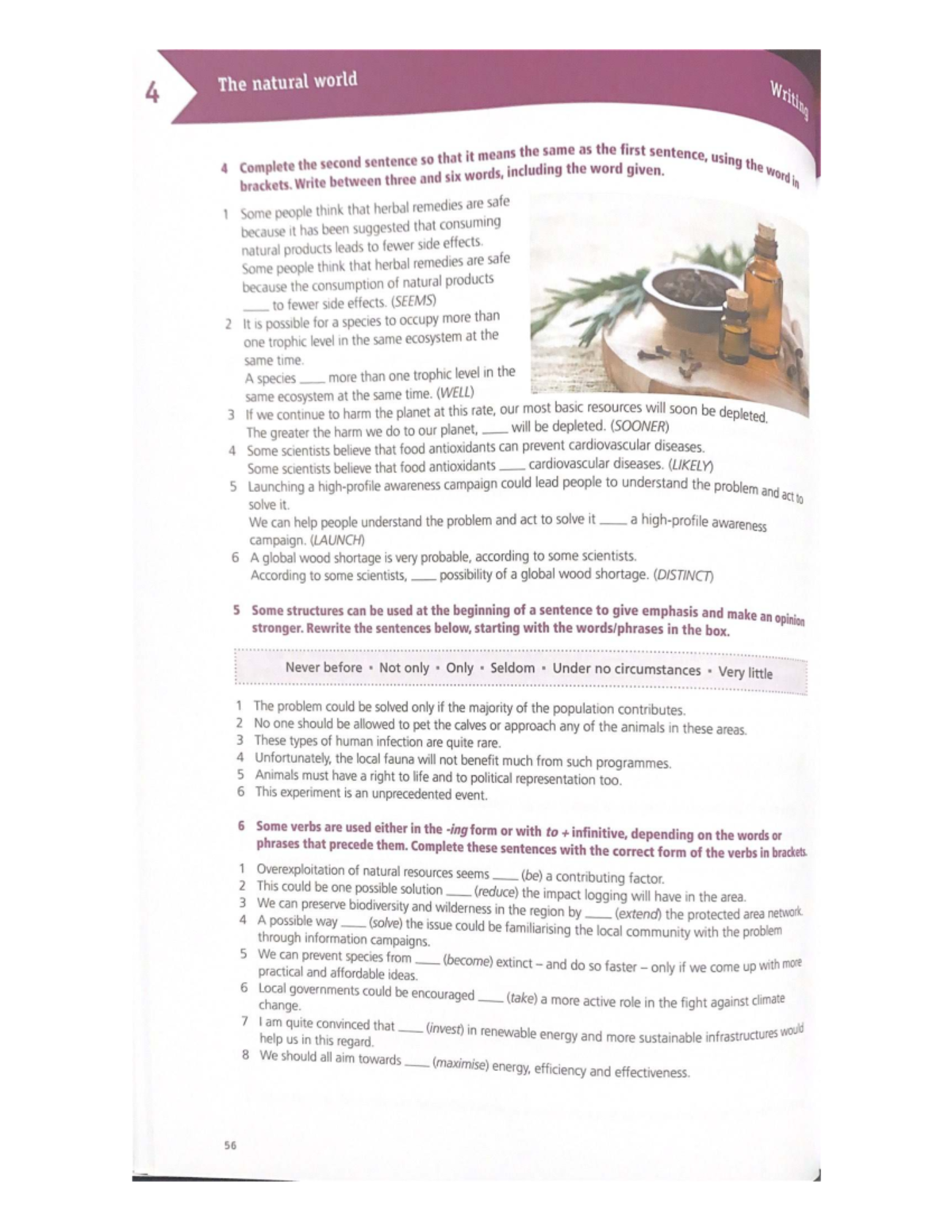 Writing 4: Natural World Sentence Completion Exercises - Studocu