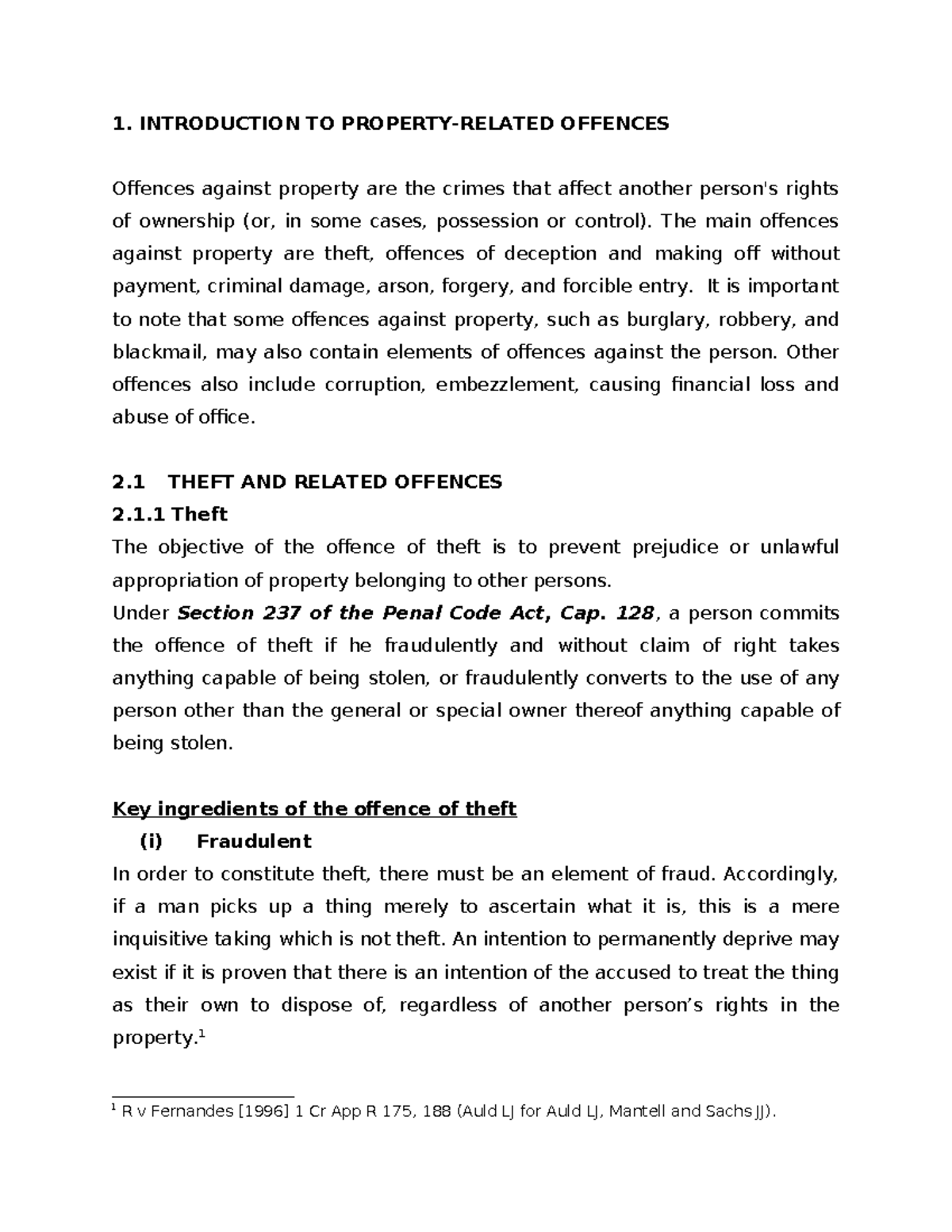 Theft Offence Notes (LAW 2026) - Understanding Property Crimes - Studocu