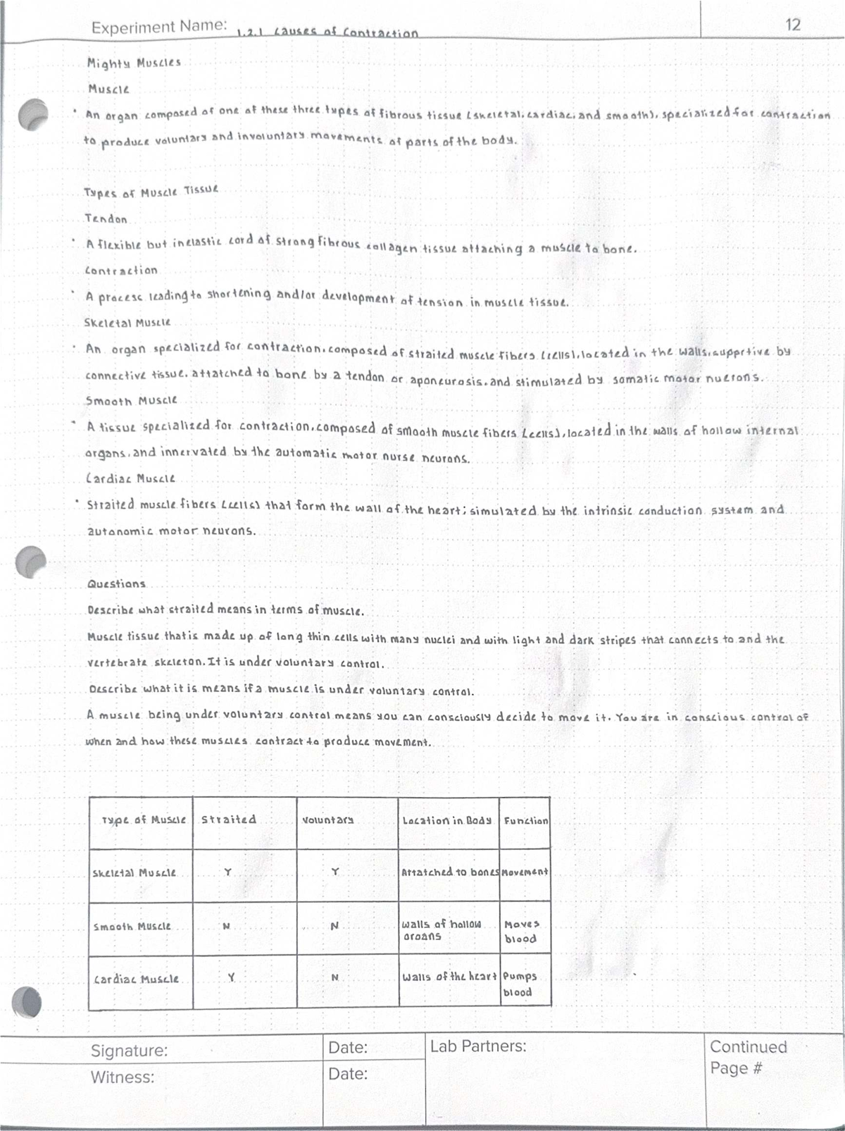 PLTW 1.2.1: Understanding Muscle Contraction and Tissue Types - Studocu