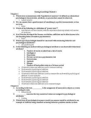 Chapter 5 Notes - Observed scores and true scores: 1. According to the ...
