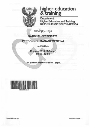Study Guide Personnel Management N4(CTC) 2021 S1 - HUMAN RESOURCES ...