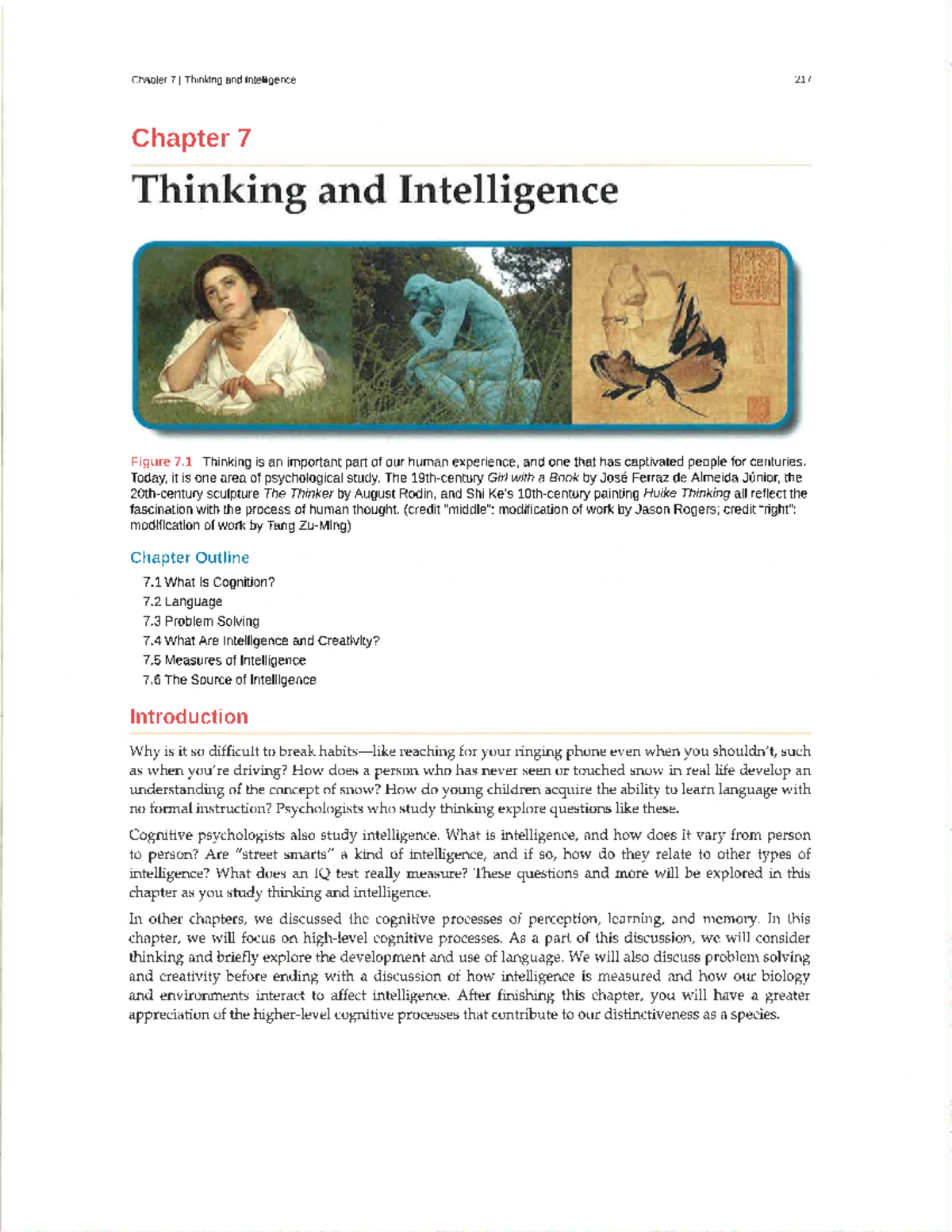 Chapter 7 - Textbook pages - Chapter 7 Thinking and Intelligence 217 ...